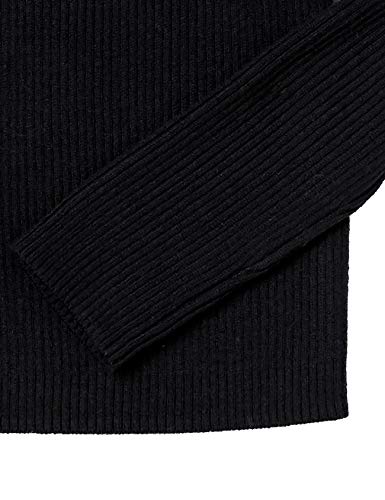 Amazon Essentials Women's Lightweight Ribbed Long-Sleeve Boat Neck Slim-Fit Sweater, Black, Medium