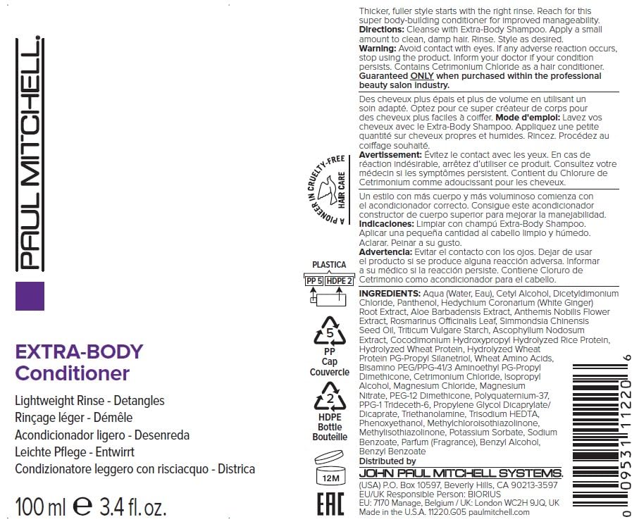 Paul Mitchell Extra-Body Conditioner, Detangles + Volumizes, For Fine Hair, 3.4 fl. oz.