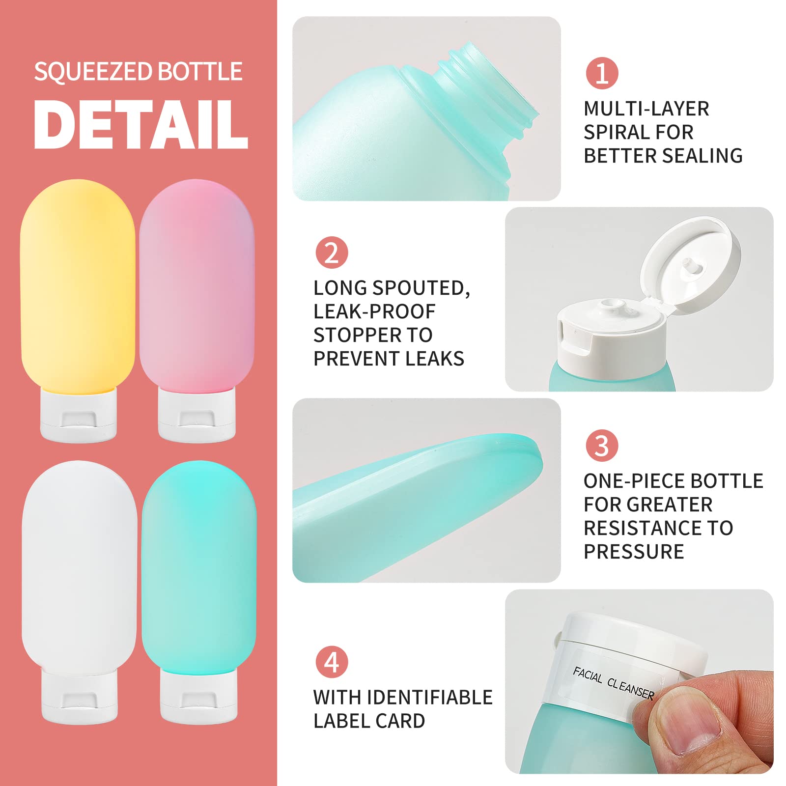 CCTIVED Travel Bottles for Toiletries, 23 Pack TSA Approved Silicone Travel Size Containers with Lable and Clear Bag, Leak Proof Refillable Travel Toiletry Bottle for Shampoo,Lotion,Conditioner