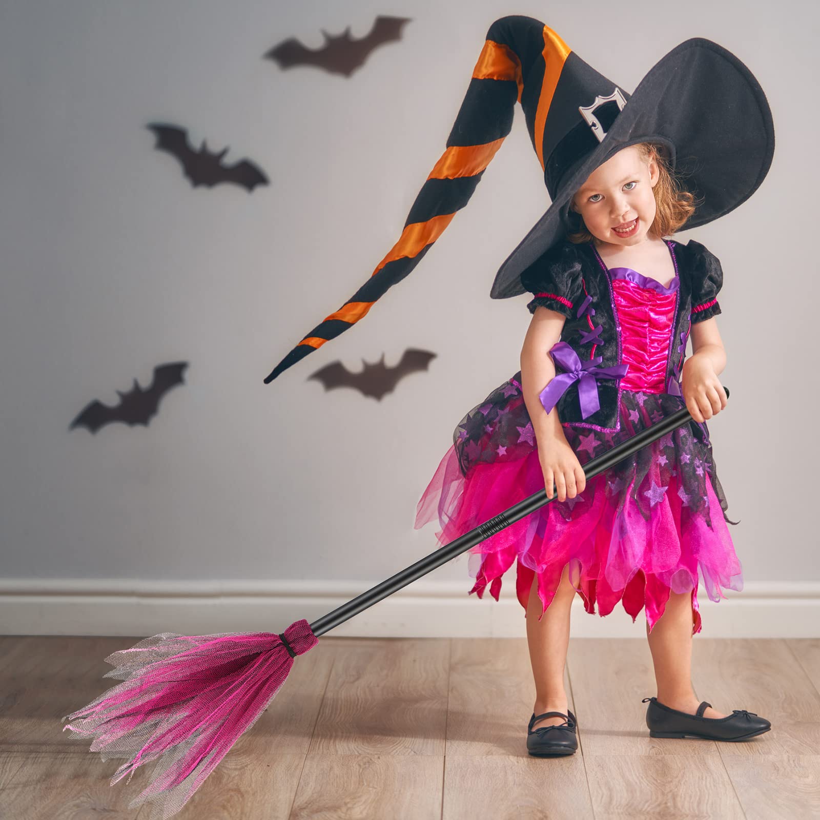Libima 10 Pcs Halloween Witch Broom Wizard Witch Stick Flying Plastic Witches Broomstick Kids Witch Supplies for Halloween Party Cosplay Broom Props Masquerade Dress up Costume Decoration Accessory