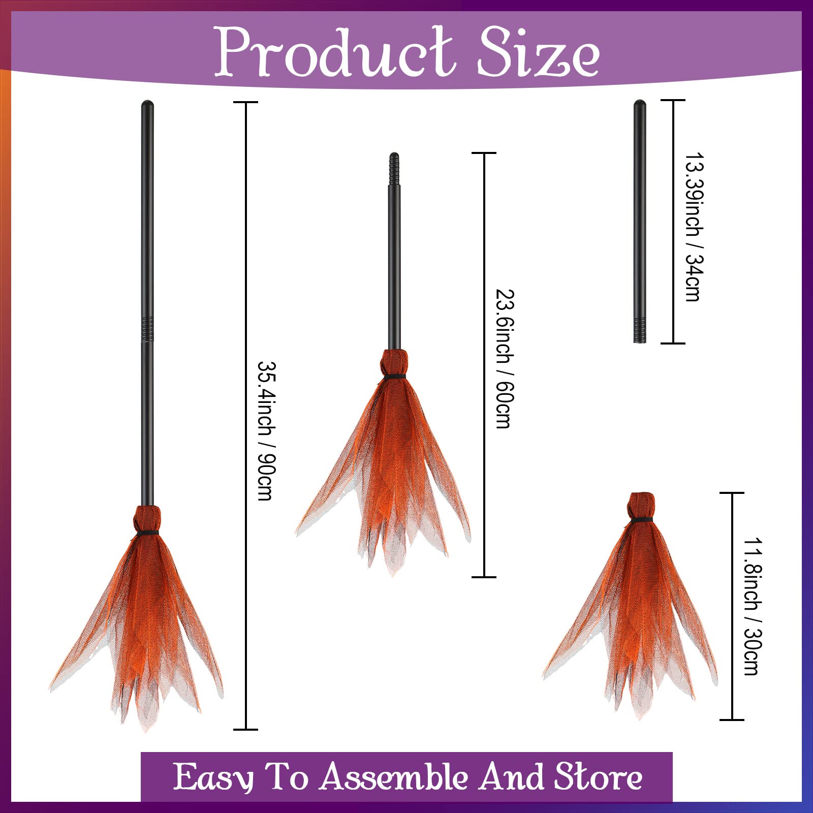 Libima 10 Pcs Halloween Witch Broom Wizard Witch Stick Flying Plastic Witches Broomstick Kids Witch Supplies for Halloween Party Cosplay Broom Props Masquerade Dress up Costume Decoration Accessory