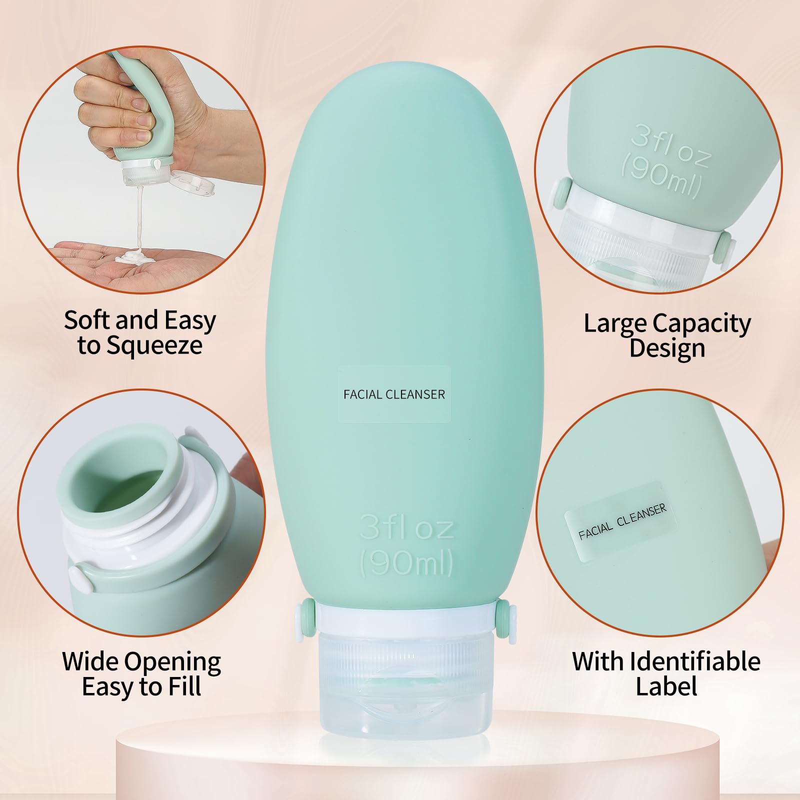 CCTIVED Travel Bottles for Toiletries, 23 Pack TSA Approved Silicone Travel Size Containers with Lable and Clear Bag, Leak Proof Refillable Travel Toiletry Bottle for Shampoo,Lotion,Conditioner