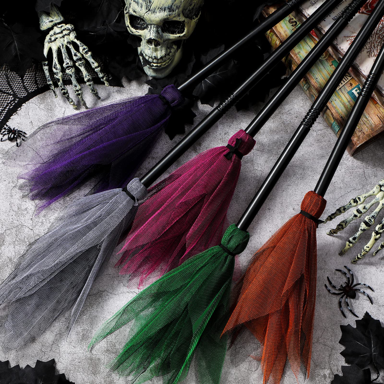 Libima 10 Pcs Halloween Witch Broom Wizard Witch Stick Flying Plastic Witches Broomstick Kids Witch Supplies for Halloween Party Cosplay Broom Props Masquerade Dress up Costume Decoration Accessory