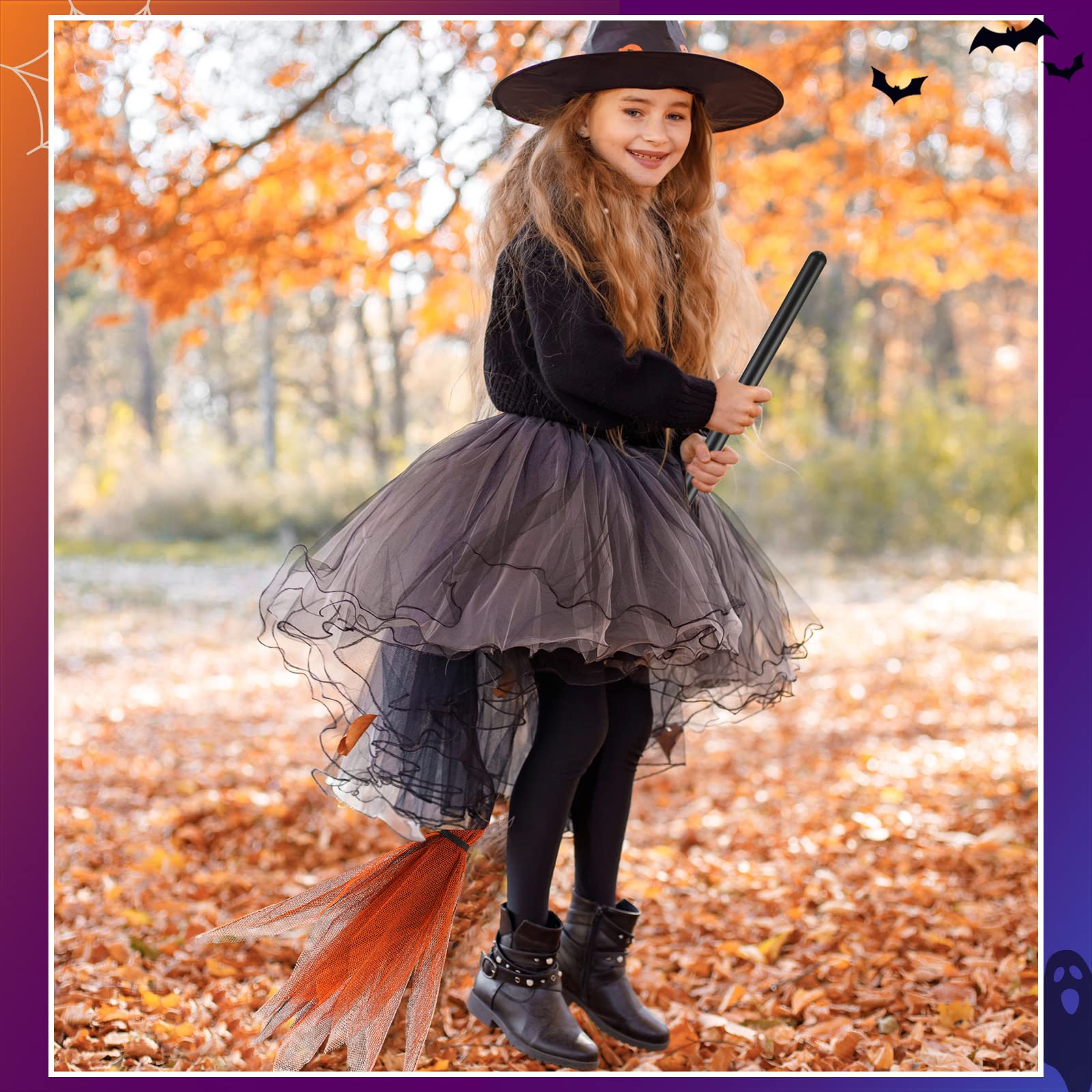Libima 10 Pcs Halloween Witch Broom Wizard Witch Stick Flying Plastic Witches Broomstick Kids Witch Supplies for Halloween Party Cosplay Broom Props Masquerade Dress up Costume Decoration Accessory