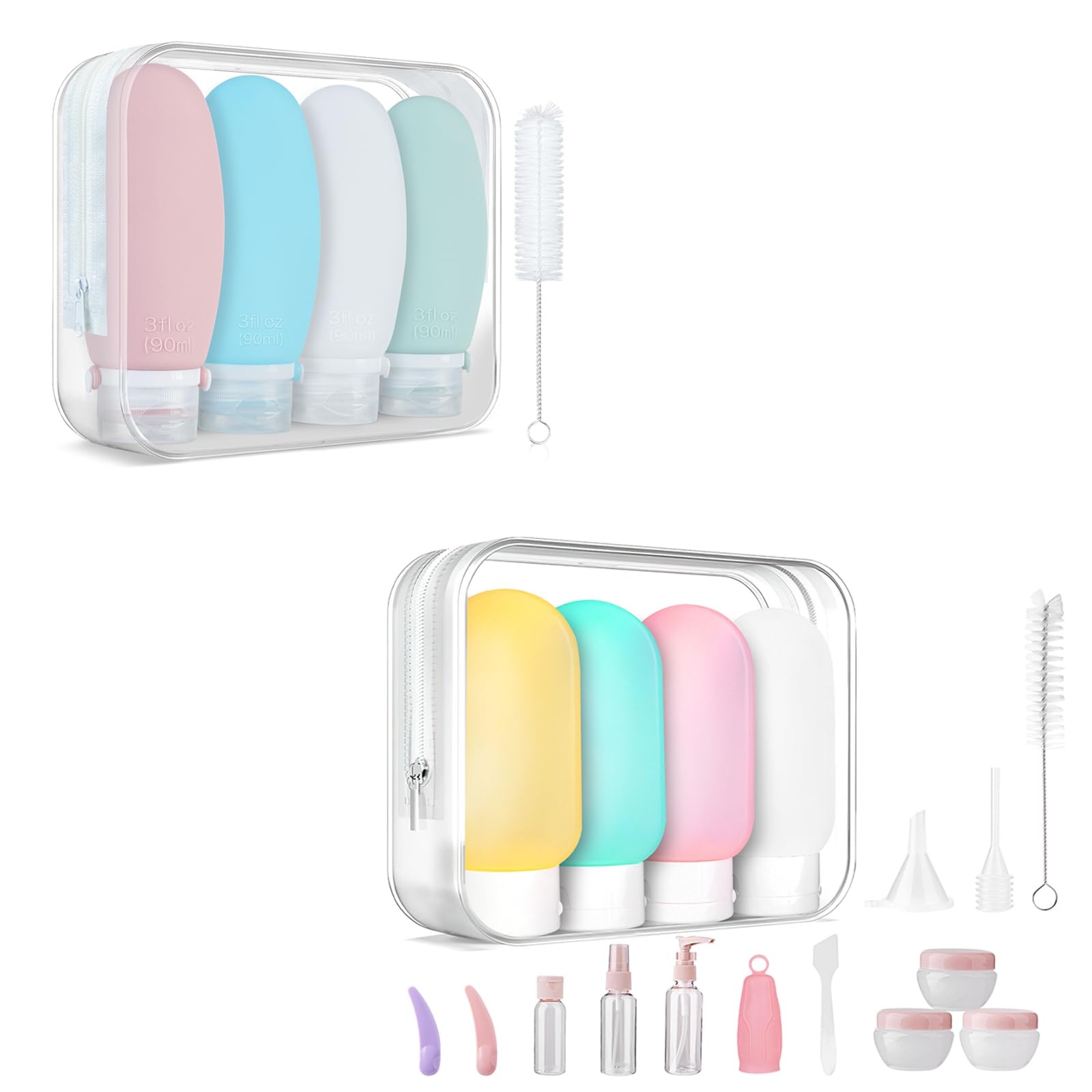 CCTIVED Travel Bottles for Toiletries, 23 Pack TSA Approved Silicone Travel Size Containers with Lable and Clear Bag, Leak Proof Refillable Travel Toiletry Bottle for Shampoo,Lotion,Conditioner