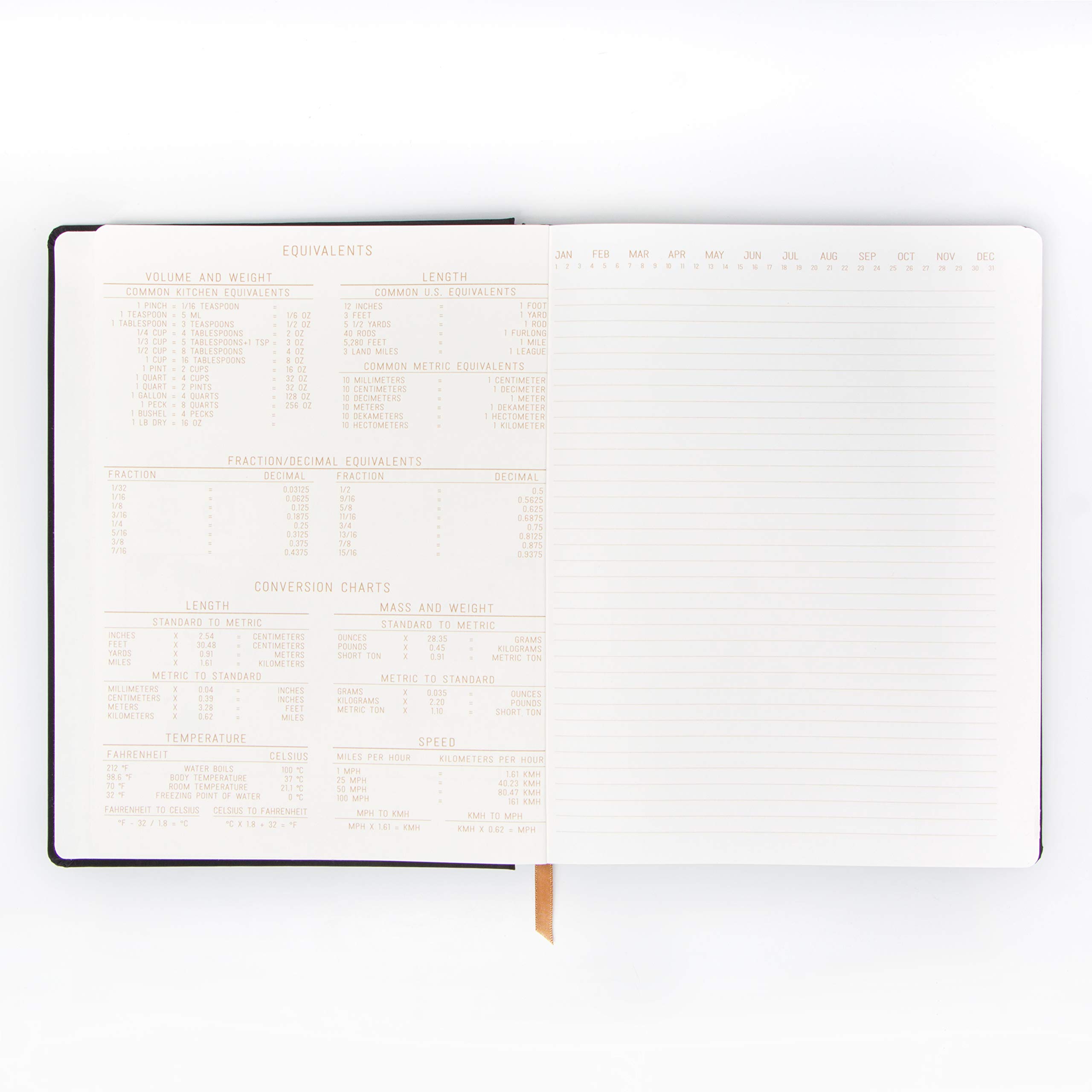 Designworks Ink Bad Ideas Black 7.25" x 10.25" Jumbo Journal Notebook with Cloth Cover, Gold Accents, Lined Pages, Ribbon Marker for Work, Writing, Journaling