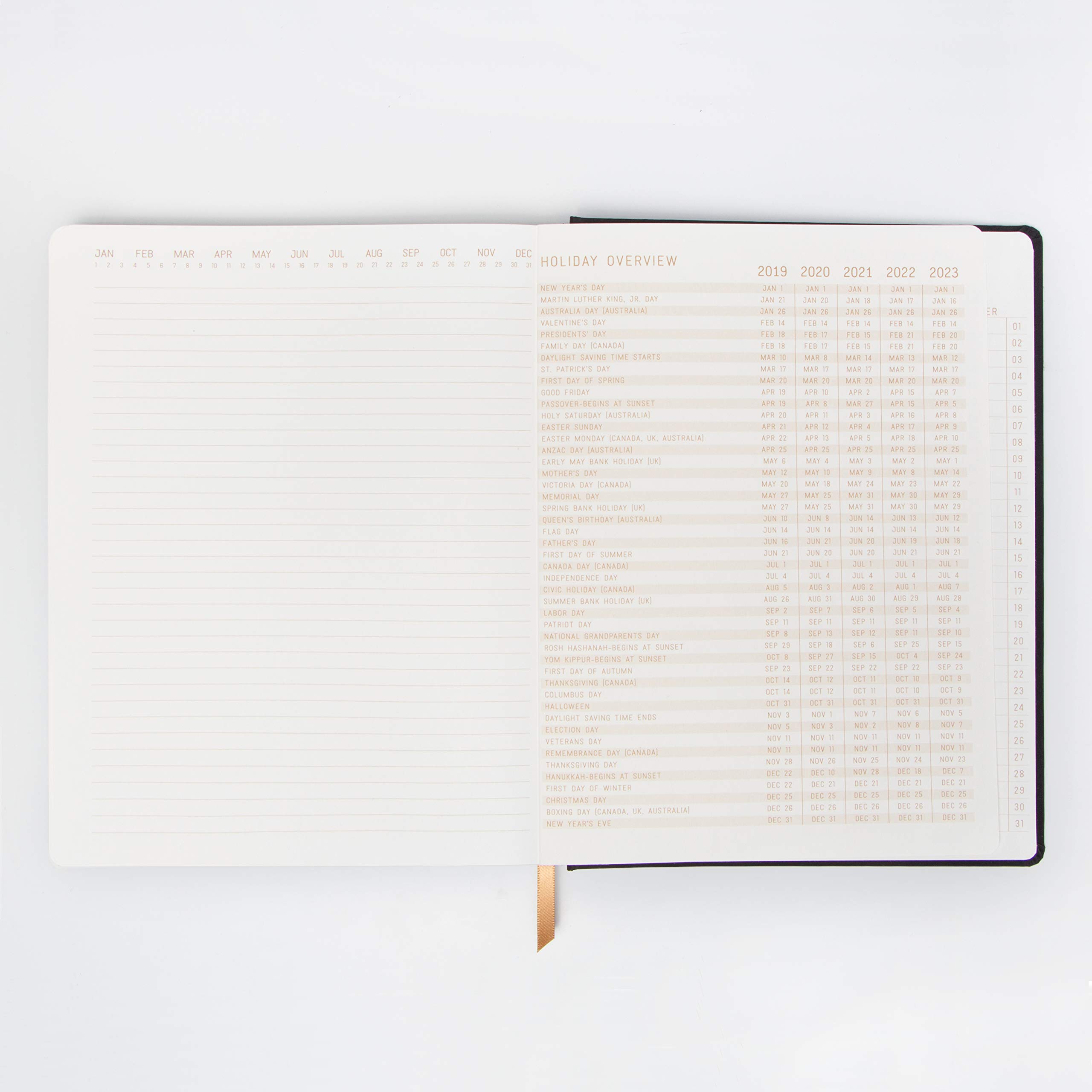 Designworks Ink Bad Ideas Black 7.25" x 10.25" Jumbo Journal Notebook with Cloth Cover, Gold Accents, Lined Pages, Ribbon Marker for Work, Writing, Journaling