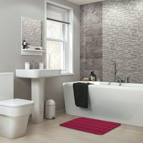 Pink & Red Diamond Glitter Bathroom Rugs, Non Slip & Absorbent Bath Mat Carpets for Bathroom, Entryway or Sink 20" x 32"
