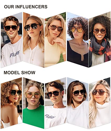SOJOS Retro Square Polarized Aviator Sunglasses Womens Mens 70s Vintage Double Bridge Sun Glasses SJ2174, Brown Tortoise/Brown
