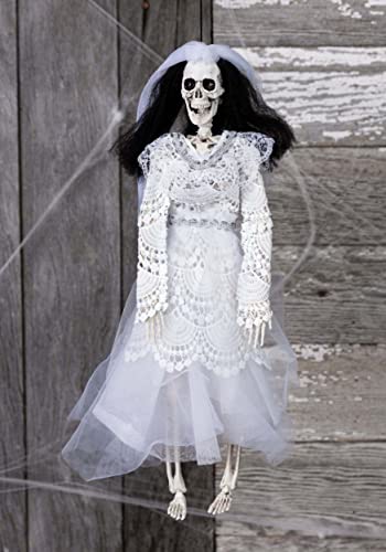 Fun Costumes 16" Skeleton Bride Dress Posable Decoration Ornament, Haunted House Party Halloween Display