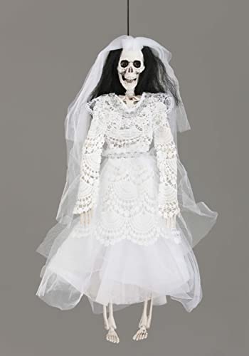 Fun Costumes 16" Skeleton Bride Dress Posable Decoration Ornament, Haunted House Party Halloween Display