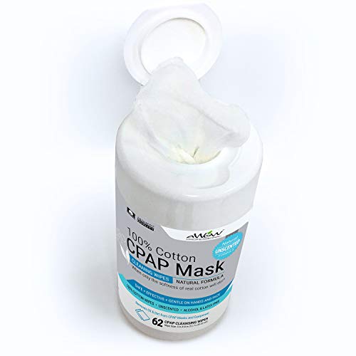 AWOW Professional CPAP Cleaning Wipes - Unscented 100% Cotton, Make CPAP-Mask-Cleaning easy for Daily CPAP/BiPAP Mask Maintenance, 62 CPAP Wipes per Canister. (3pk, 186 Wipes)