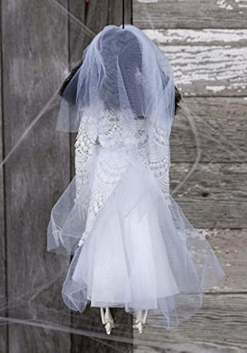 Fun Costumes 16" Skeleton Bride Dress Posable Decoration Ornament, Haunted House Party Halloween Display