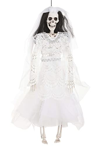 Fun Costumes 16" Skeleton Bride Dress Posable Decoration Ornament, Haunted House Party Halloween Display