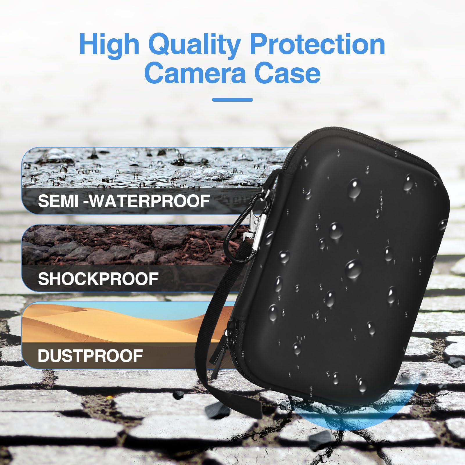 EMART Digital Camera Case, Small Camera Bag(Fit Camera Size<6"x4"x1") for Canon PowerShot ELPH 180/Sony DSCW800 830/CAMKORY, Camera Carrying Case with EVA Anti-Shock Bubble(Case Only)
