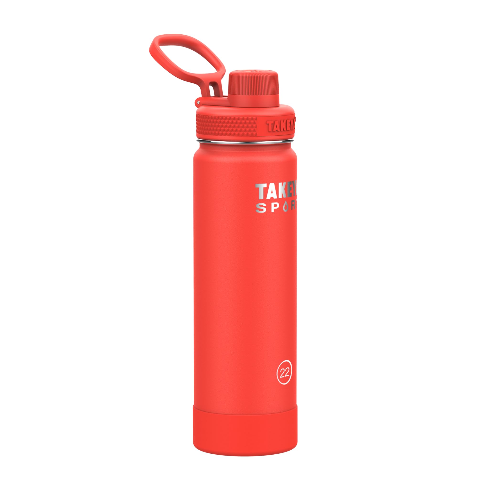 Takeya Sport 22 oz Triple Wall Insulated Stainless Steel Water Bottle With Ice Blocking Spout Lid, Unmatched Quality, 26+ Hours Cold, Pro Fire