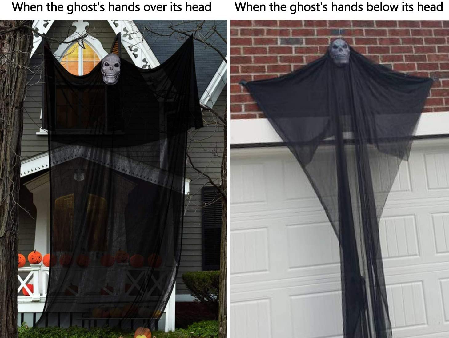 Moon Boat 13.94ft Halloween Ghost Hanging Activated Decorations with LED Light-up Purple Eyes&Voice, Scary Creepy Indoor Outdoor Decor(Batteries Not Included)