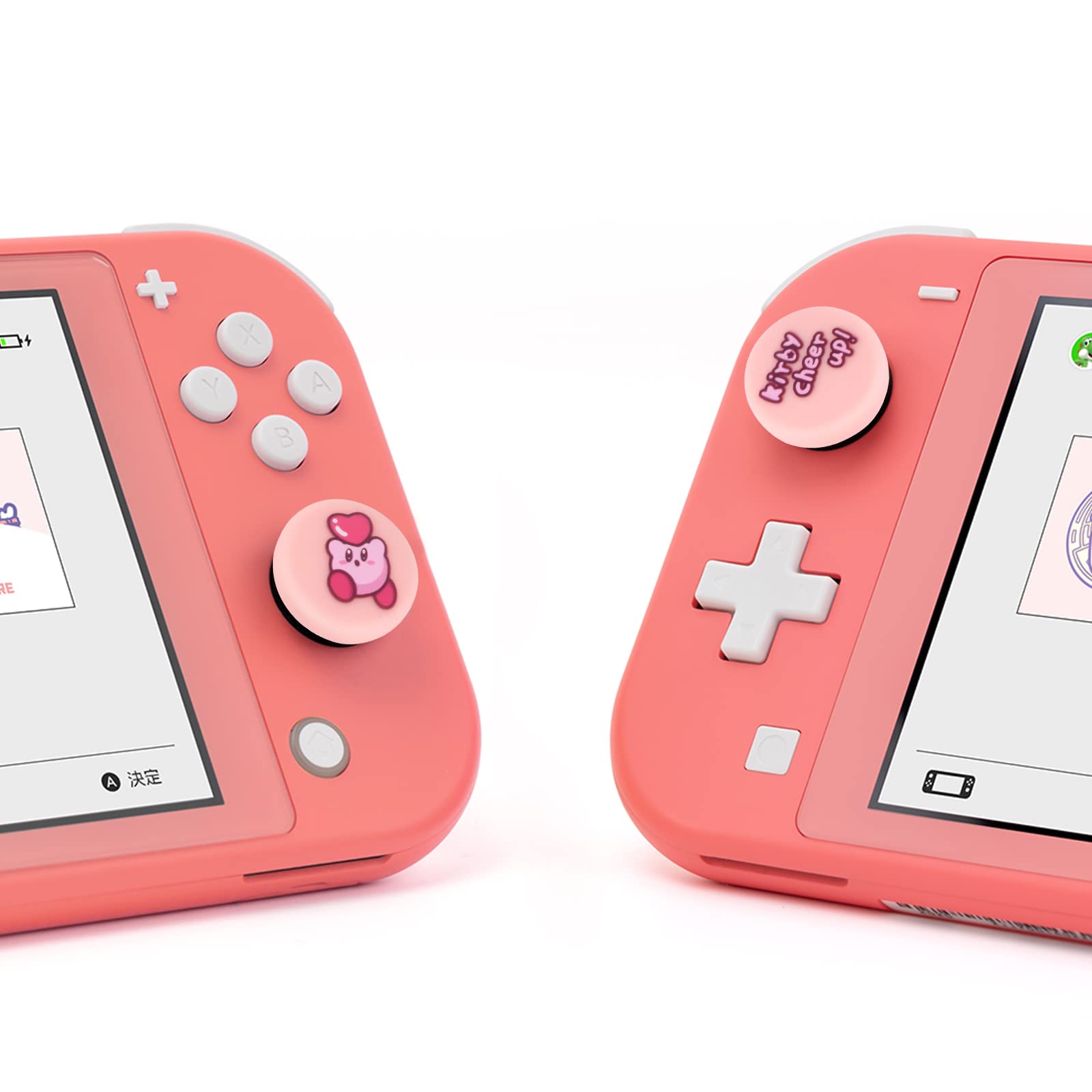 DLseego Cheer Up 4PCS Thumb Grips Caps for Switch/Switch OLED/Switch Lite Soft Silicone Joy Con Joystick Cover Protective Japanese Amine Cartoon Analog Button Caps - Pink