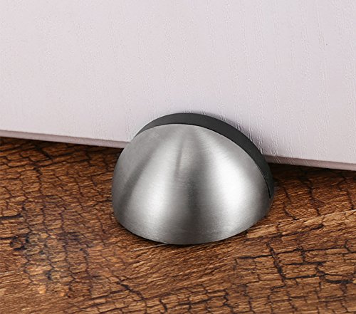 JQK Floor Door Stopper, Snowboard Hanger Storage Stainless Steel Sound Dampening Door Stop Bumper Wall Protetor Display Hanger Rack, 5 Pack Brushed, DSB3-BN-P5