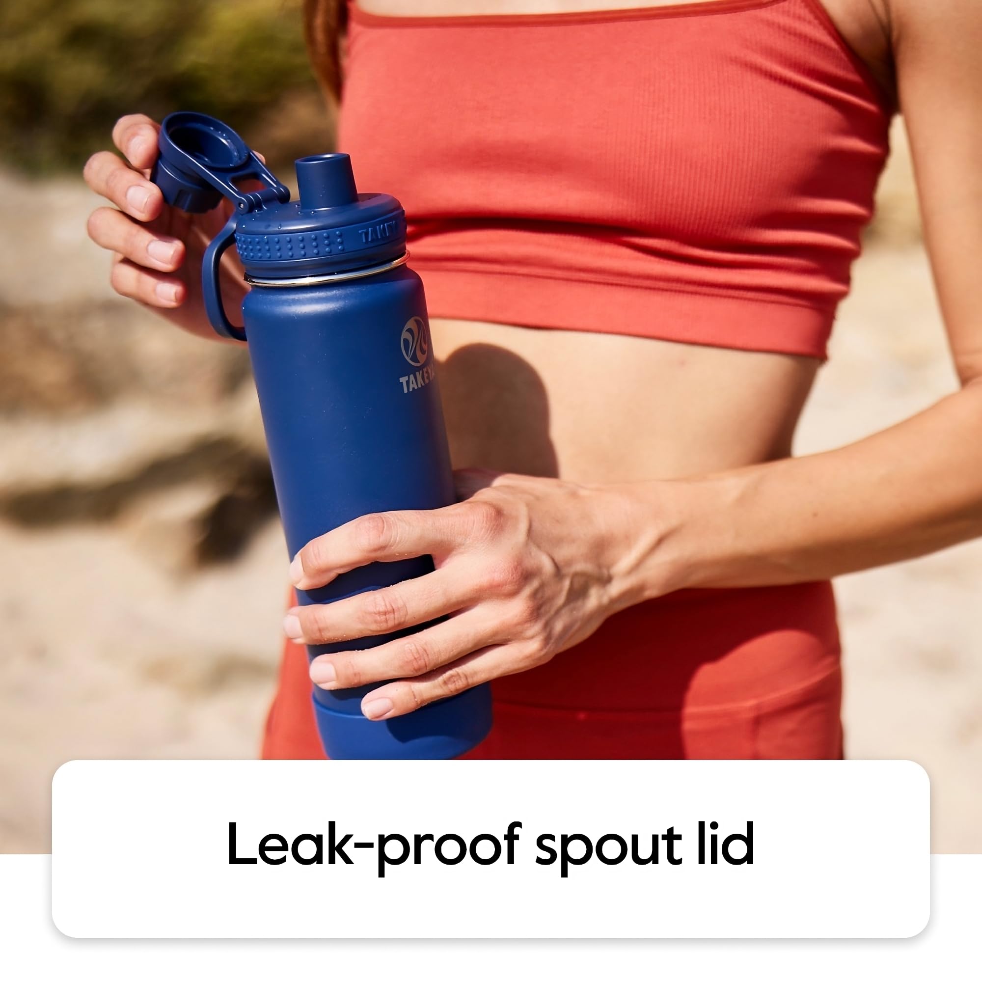 Takeya Actives 18 oz Vacuum Insulated Stainless Steel Water Bottle with Spout Lid, Premium Quality, Tart Orange