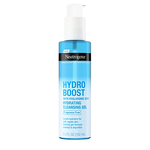Neutrogena Hydro Boost Fragrance-Free Hydrating Facial Cleansing Gel with Hyaluronic Acid, Daily Foaming Face Wash Gel & Makeup Remover, Lightweight, Oil-Free & Non-Comedogenic, 5.5 fl. oz