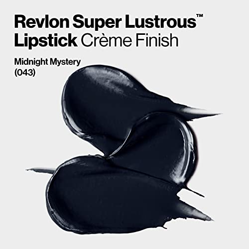 REVLON Super Lustrous Lipstick, High Impact Lipcolor with Moisturizing Creamy Formula, Infused with Vitamin E and Avocado Oil in Blue/Black, Midnight Mystery (043)
