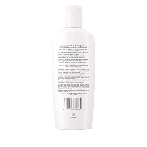 Neutrogena Pore Refining Toner with Witch Hazel, Alpha Hydroxy Acid & Beta Hydroxy Acid, Oil-Free & Hypoallergenic Facial Pore Cleansing Toner, 8.5 fl. oz
