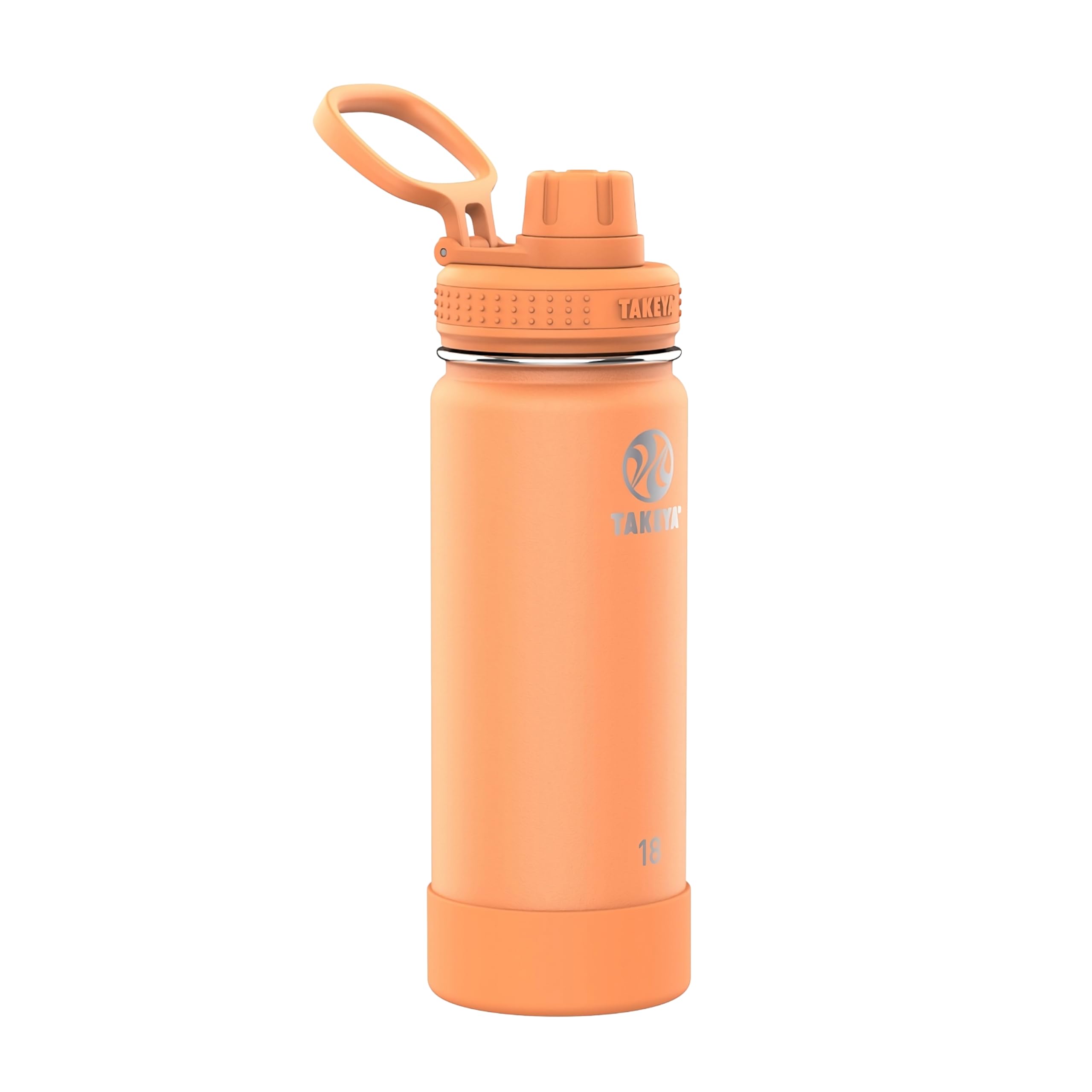 Takeya Actives 18 oz Vacuum Insulated Stainless Steel Water Bottle with Spout Lid, Premium Quality, Tart Orange
