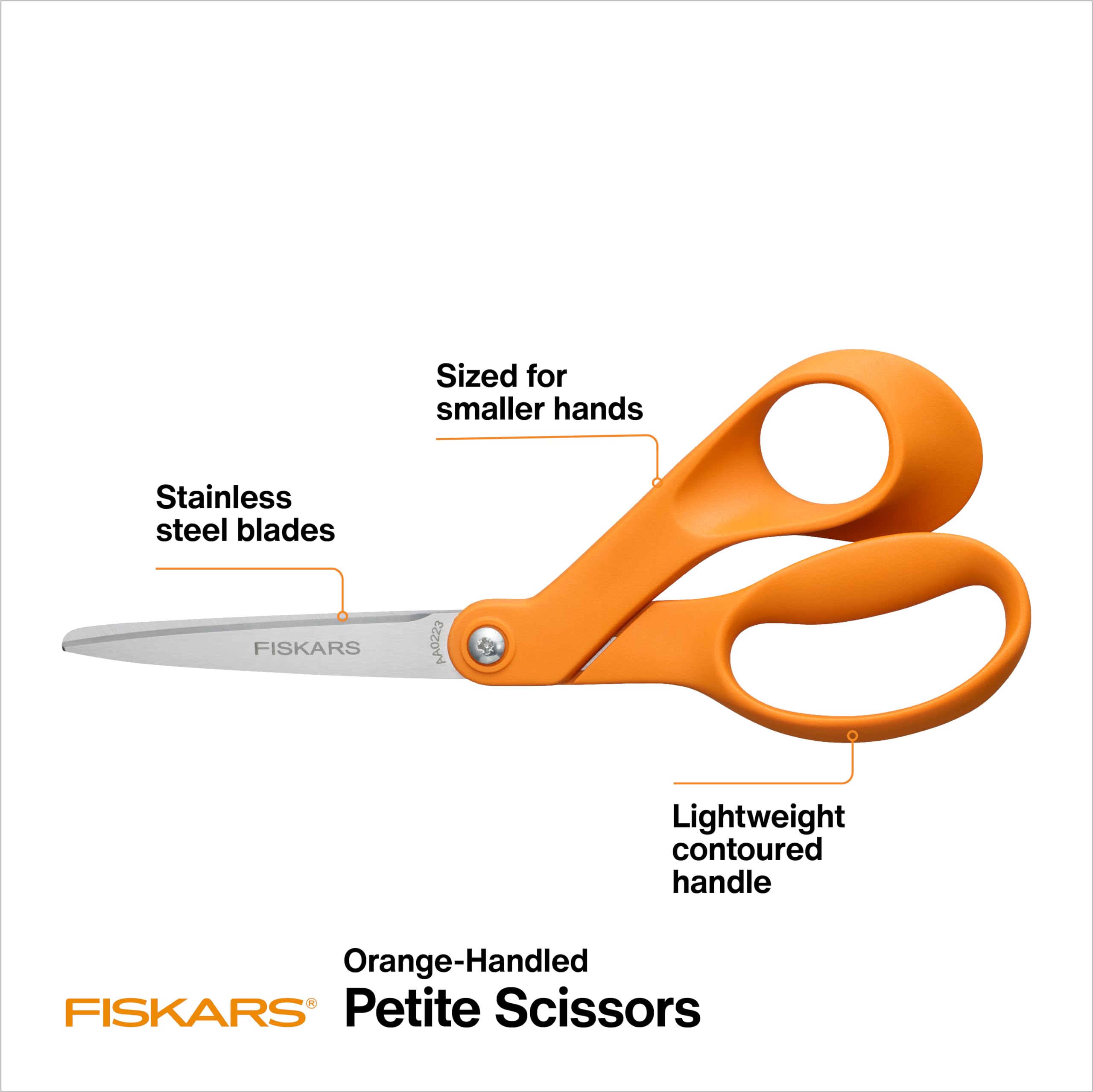 Fiskars 197060-1001 Petite Original Orange-Handled Scissors, 7 Inch, Orange