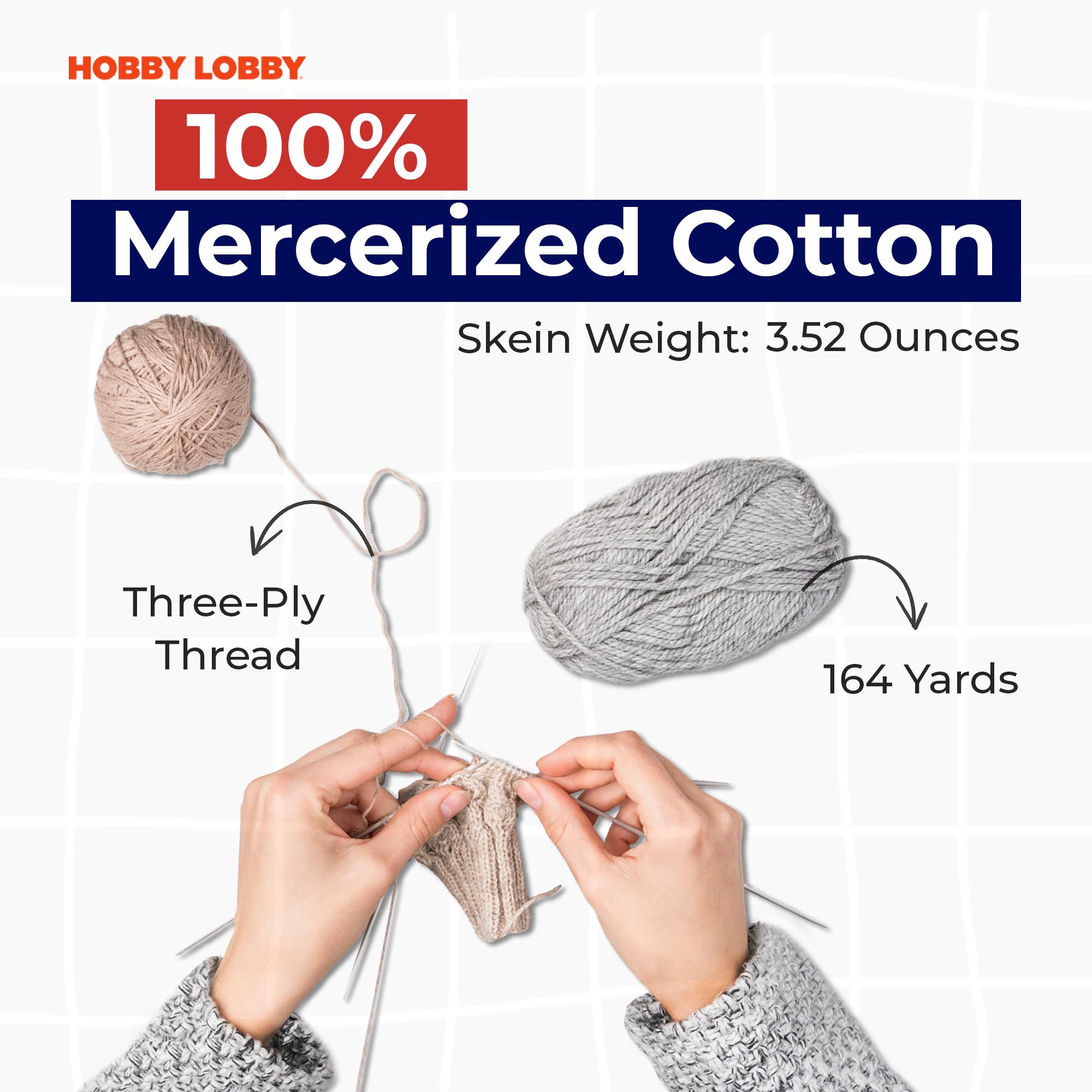 Yarn Bee 4 - Medium Yarn for Crocheting & Knitting – Soft Yarn Skein – 164 Yards of Mercerized Cotton Yarn for Crocheting Blankets, Hats, & More – Craft Supplies for Handcrafting, Camel