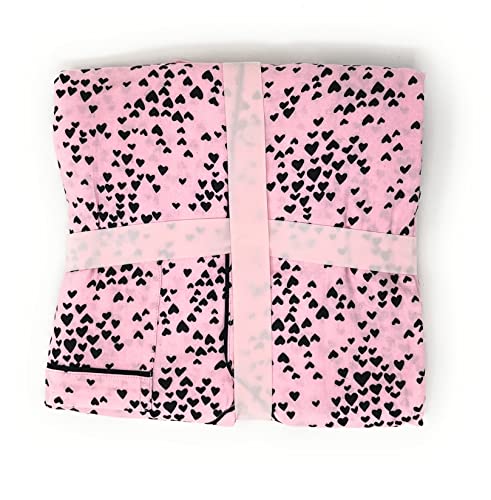 Victoria's Secret Flannel PJ Pajama Set Light Pink Tiny Hearts Large