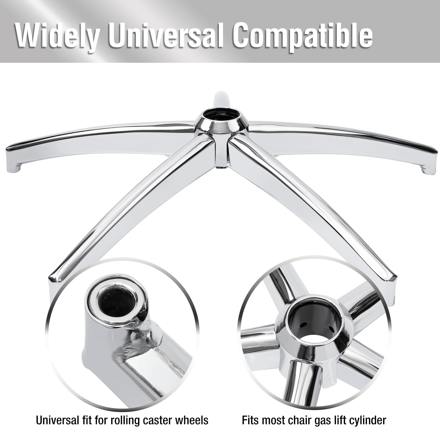 Duramont Office Chair Base Replacement - Heavy Duty Base To Replace Any Chair Bottom - Strong Aluminum Metal Legs Help Your Desk Chair Last a Lifetime - Universal Standard Size 28" Inch