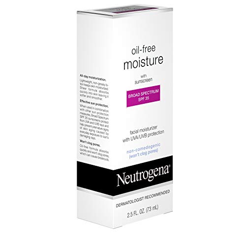 Neutrogena Oil-Free Daily Long Lasting Facial Moisturizer & Neck Cream with SPF 35 Sunscreen & Glycerin, Non-Greasy, Oil-Free & Non-Comedogenic Face Moisturizer, 2.5 fl. oz