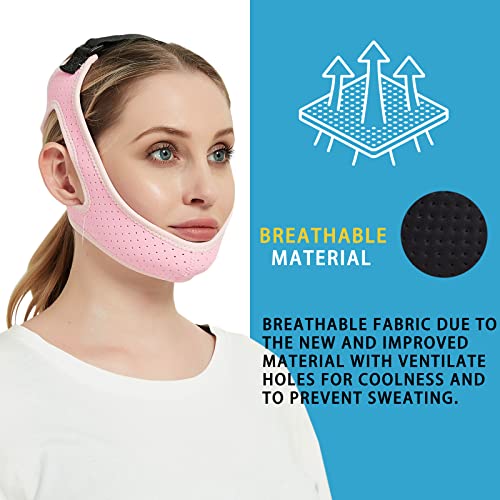 Chin Strap for Cpap Users, Anti Snoring Sleep Aid Solution for Men and Women, Adjustable Effectively Reduce Snoring, Stop Snore Device for Better Sleep (Pink)