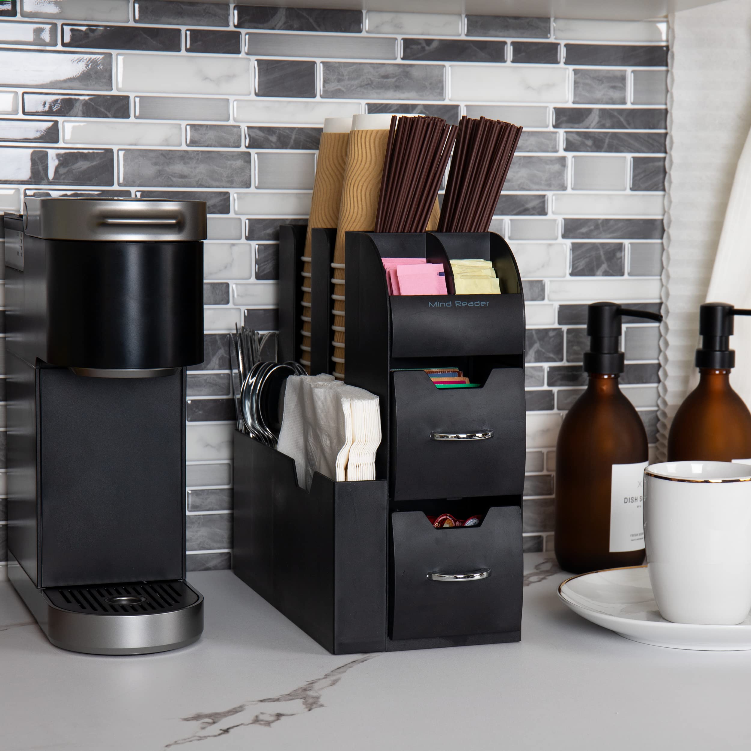 Mind Reader CAD01 Coffee Condiment Organizer-White, 6 x 12 x 12