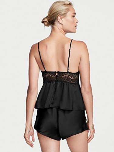 Victoria's Secret Stretch Lace & Satin Cami Set, Black, X-Small