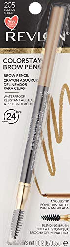 Eyebrow Pencil by Revlon, Colorstay Eye Makeup with Eyebrow Spoolie, Waterproof, Longwearing Angled Precision Tip, 205 Blonde, 0.01 Oz