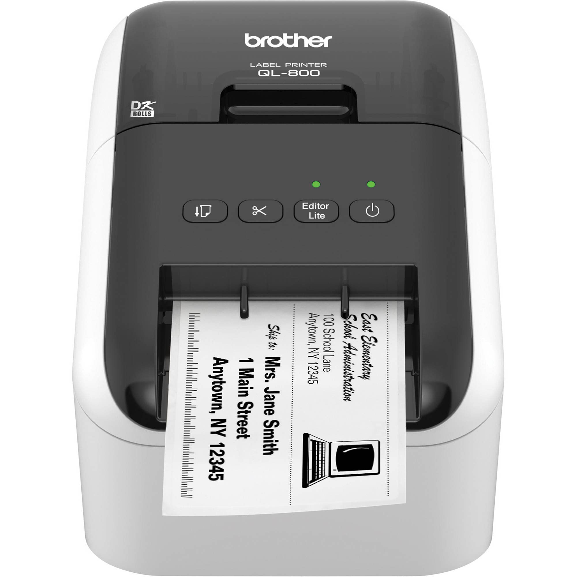 Brother QL-800 High-Speed Professional Label Printer - USB Connectivity, Black and Red Printing, 2.4" Wide, 300 x 300 dpi, 93 Labels Per Minute, Automatic Cutter, Postage and Barcode Printer