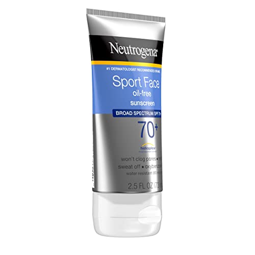 Neutrogena Sport Face Sunscreen SPF 70+, Oil-Free Facial Sunscreen Lotion with Broad Spectrum UVA/UVB Sun Protection, Sweat-Resistant & Water-Resistant, 2.5 fl. oz