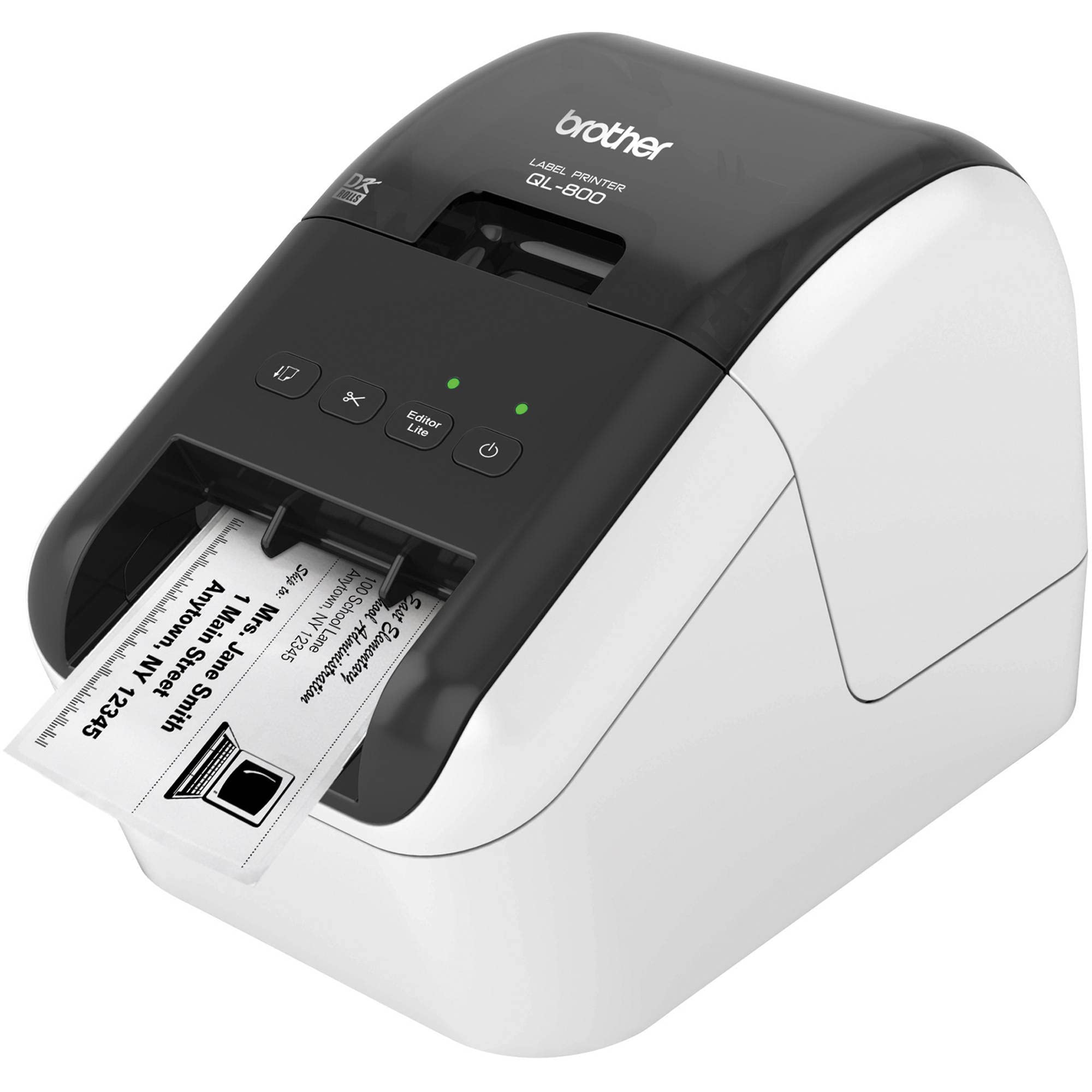 Brother QL-800 High-Speed Professional Label Printer - USB Connectivity, Black and Red Printing, 2.4" Wide, 300 x 300 dpi, 93 Labels Per Minute, Automatic Cutter, Postage and Barcode Printer