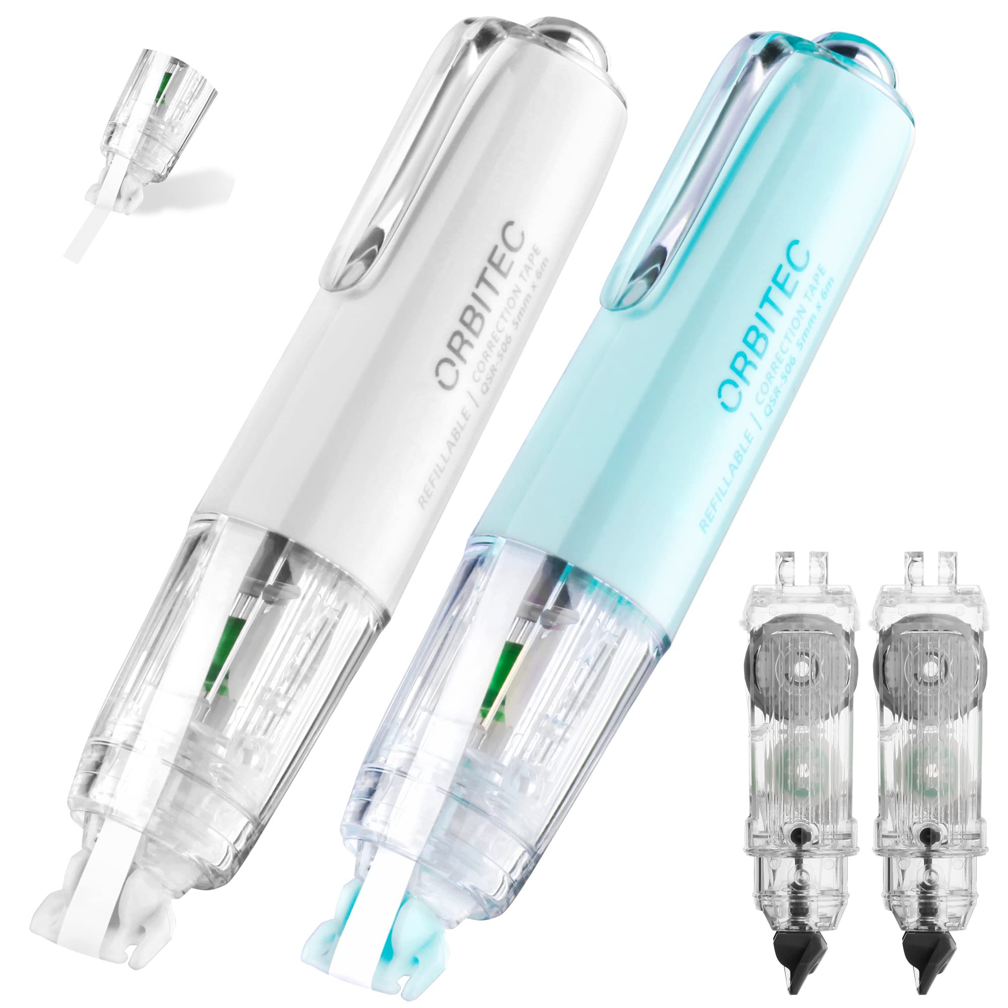 CRIOUFOX Refillable Correction Tape, Retractable White Out Tape, 4 Pcs Easy to Use Applicator for Instant white out correction tape, White Out for Shoocl Office
