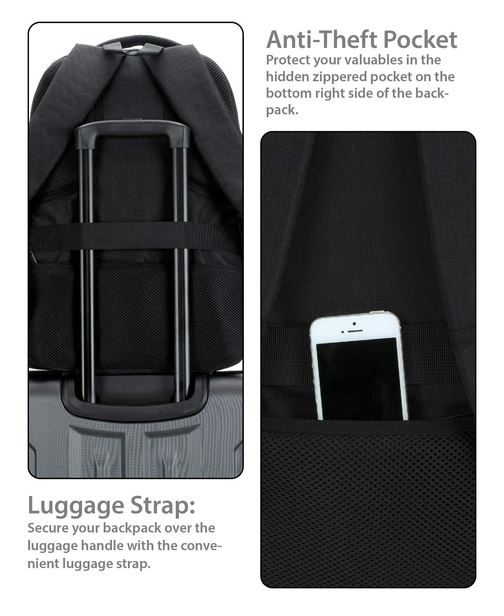 Rockland Business Pro USB Laptop Backpack, Black, Large