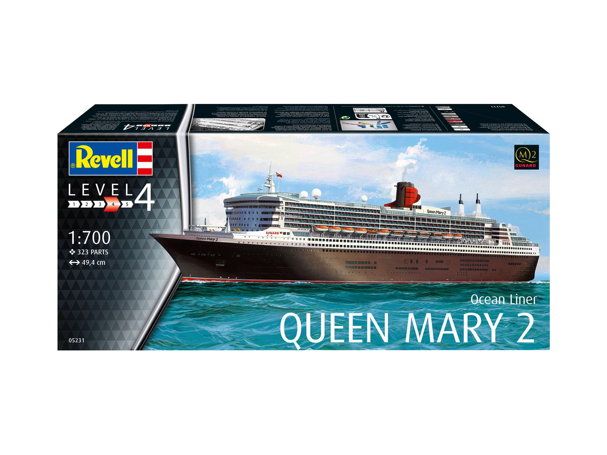 Revell RV05231 1:700-Queen Mary 2, Unpainted