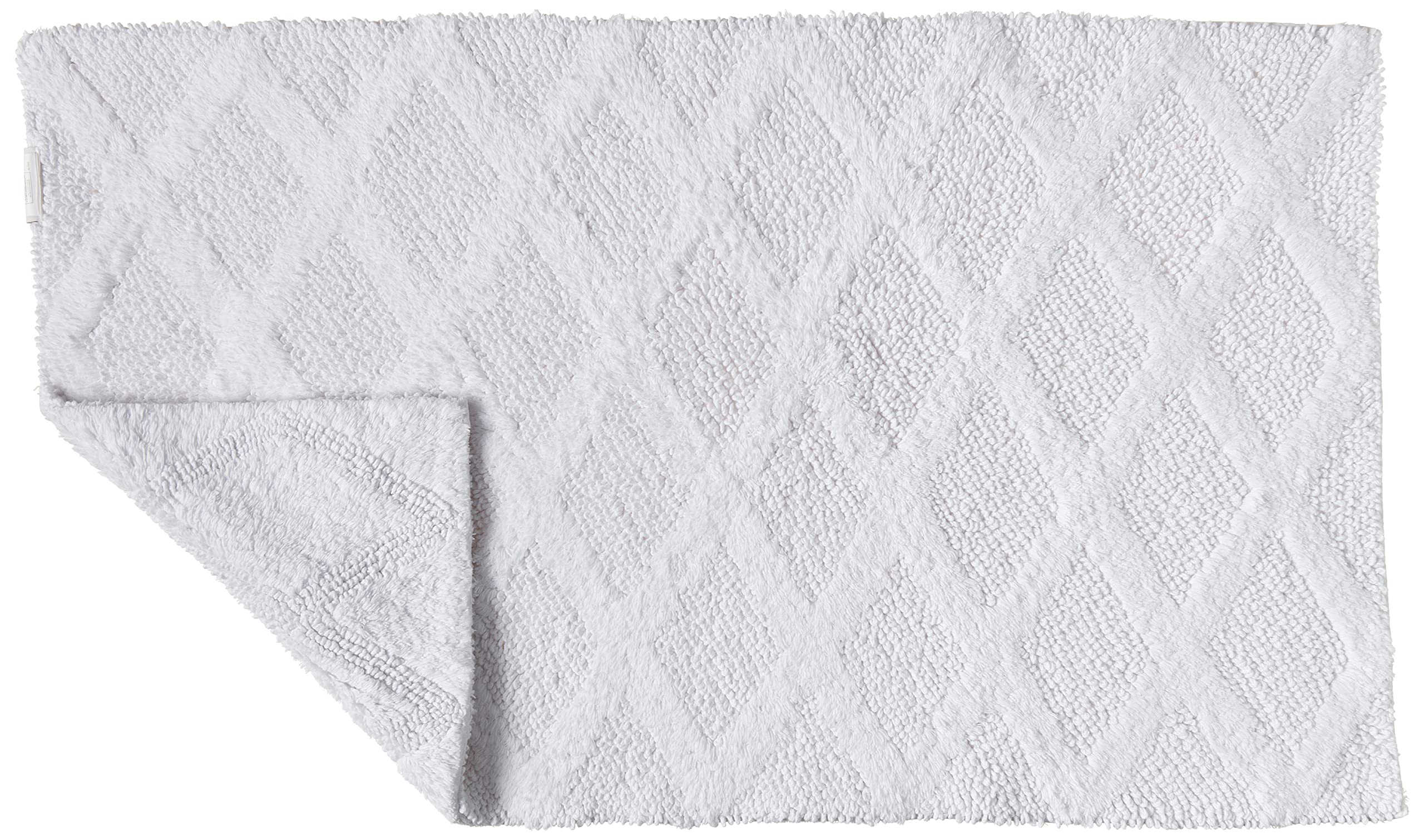 Vera Wang | Tufted Diamond Collection | Soft and Absorbent, Plush Reversible Bath Rug Set, Modern Designer Style for Bathroom Décor, 2-Piece, White,USHS6D1117231