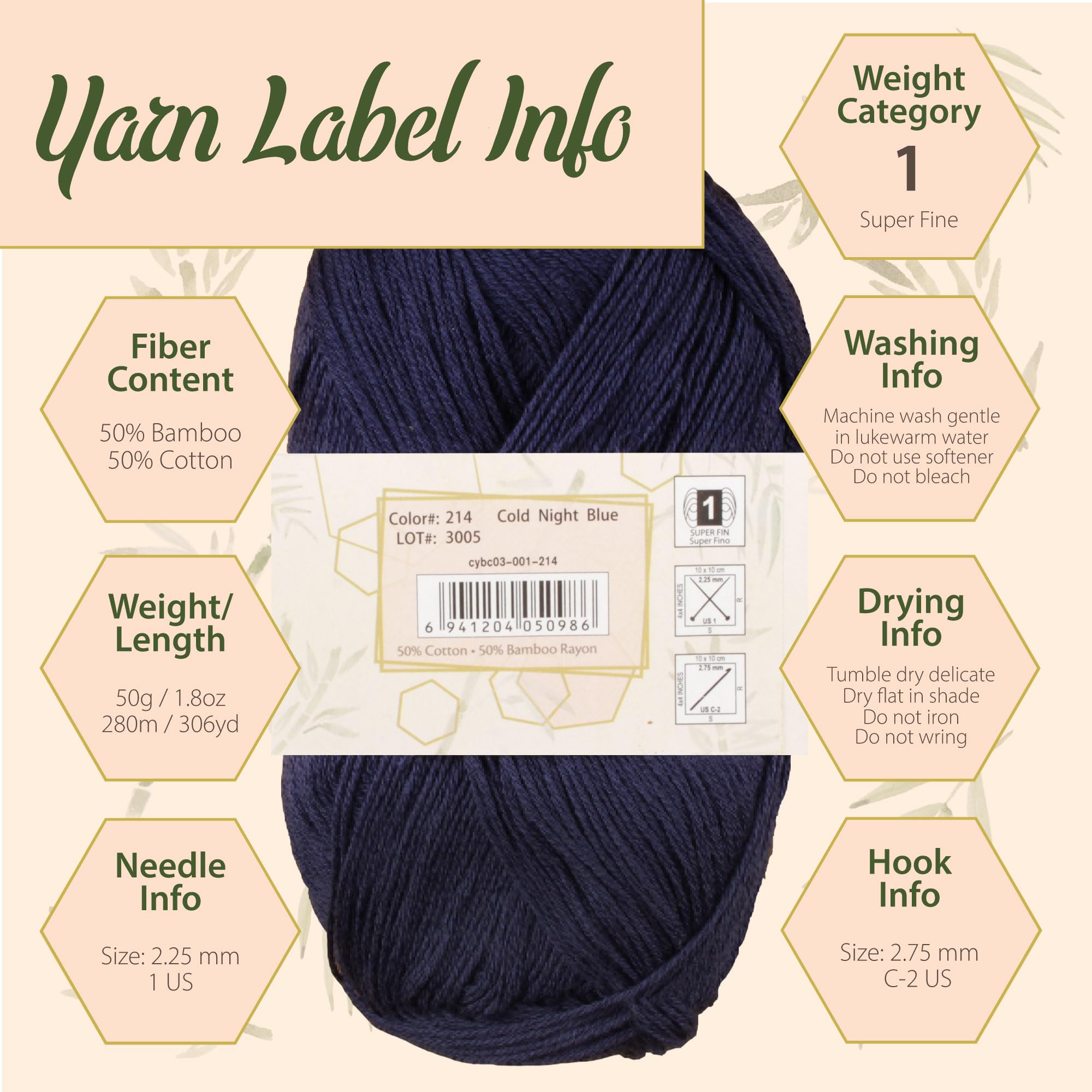JubileeYarn Baby Soft Bamboo Cotton Yarn - 50g/Skein - Shades of Purple - 4 Skeins