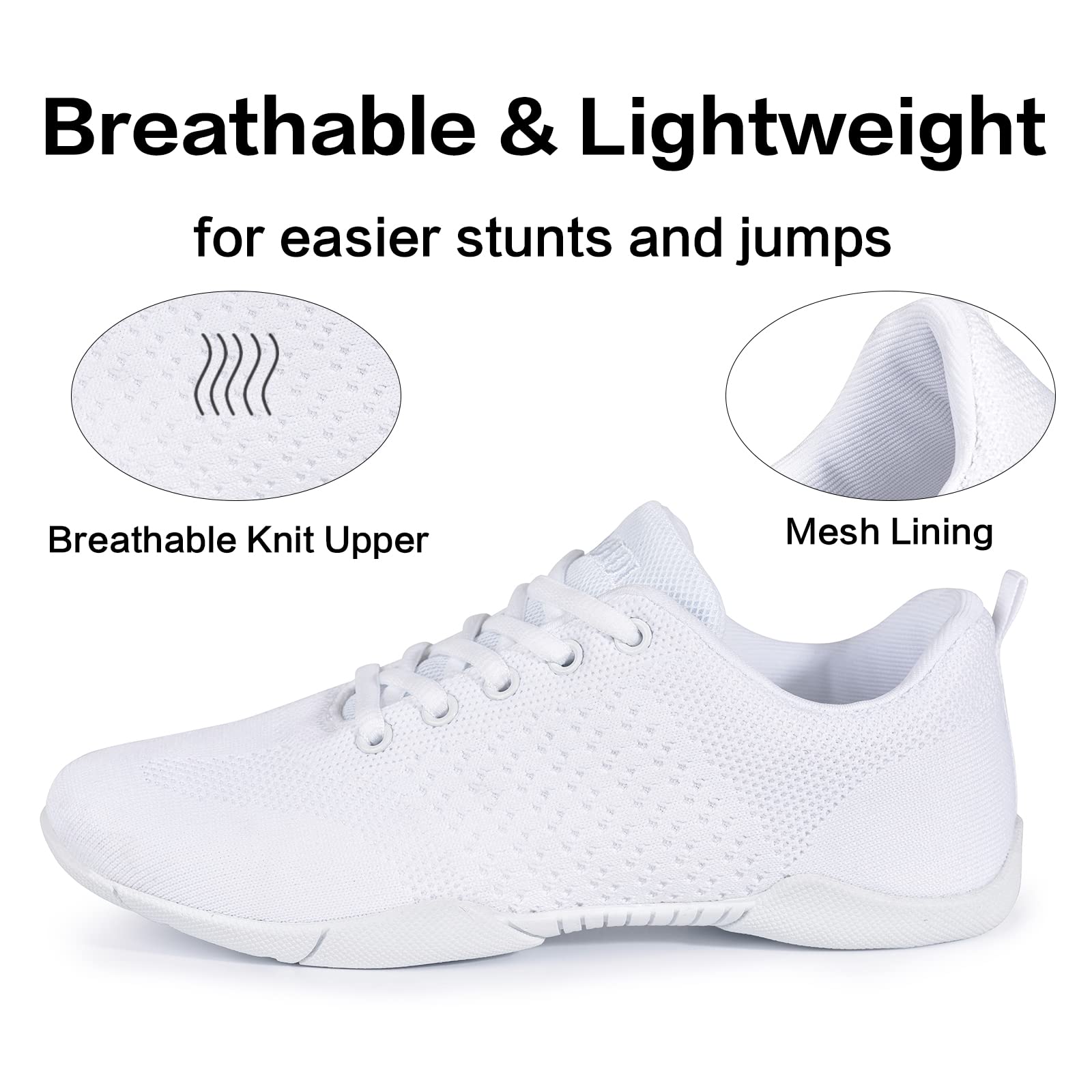 CADIDL Cheer Shoes Women White Cheerleading Shoes for Girls & Youth 6 (M) US