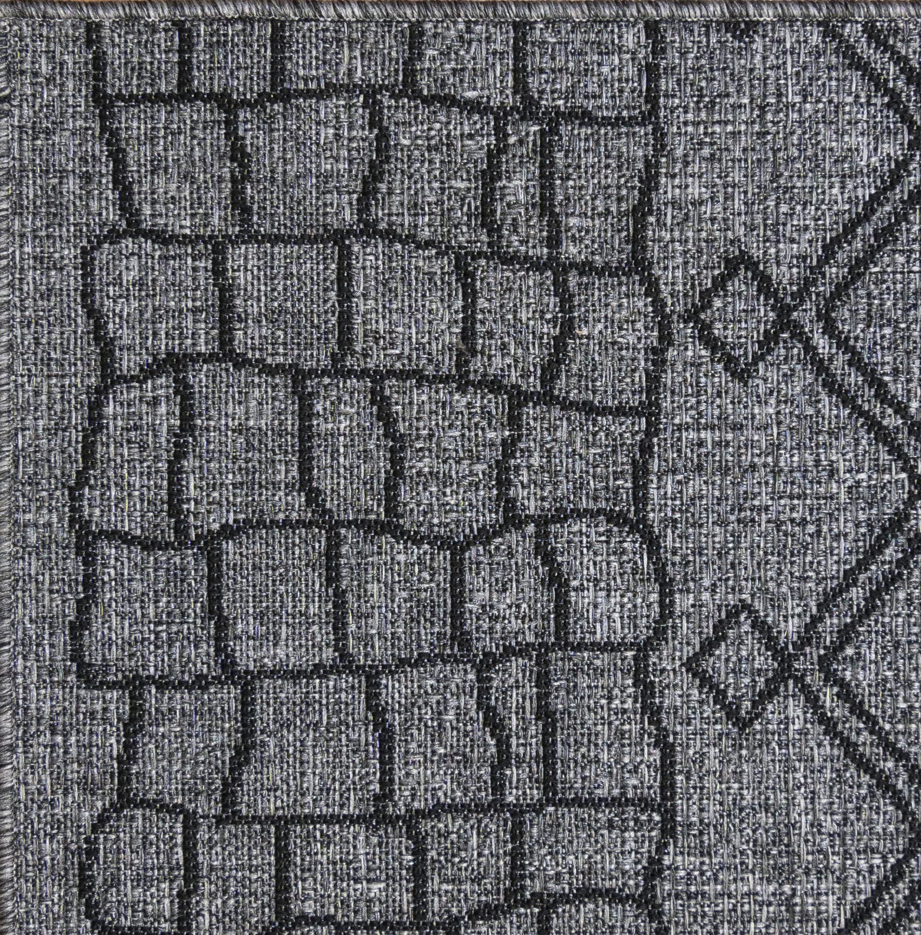 Gertmenian Indoor Outdoor Area Rug, Classic Flatweave, Moroccan Collection II, Stain & UV Resistant Carpet, Deck, Patio & Mudroom, 7x10 Large, Diamond Tribal Dark Gray, 18455