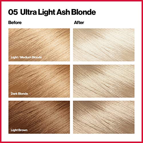 Permanent Hair Color by Revlon, Permanent Hair Dye, Colorsilk with 100% Gray Coverage, Ammonia-Free, Keratin and Amino Acids, 05 Ultra Light Ash Blonde, 4.4 Oz (Pack of 3)