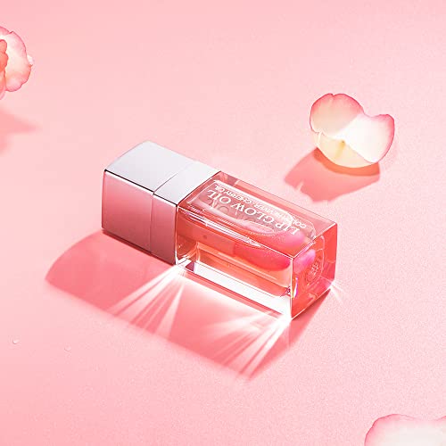 Plumping Lip Oil, Long Lasting Hydrating Lip Gloss Tinted Lip Balm Non-sticky Revitalizing, Tinting Lip Care Oil for Dry Lip (PINK)