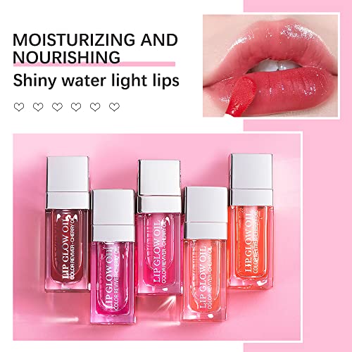 Plumping Lip Oil, Long Lasting Hydrating Lip Gloss Tinted Lip Balm Non-sticky Revitalizing, Tinting Lip Care Oil for Dry Lip (PINK)